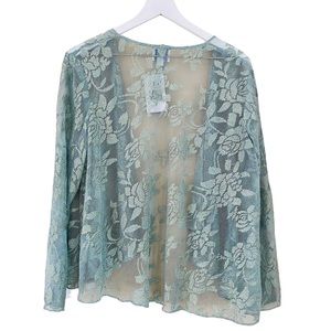Patra | Tops | Plus Patra Nwt Spearmint Floral Metallic Sheer Lace Open ...
